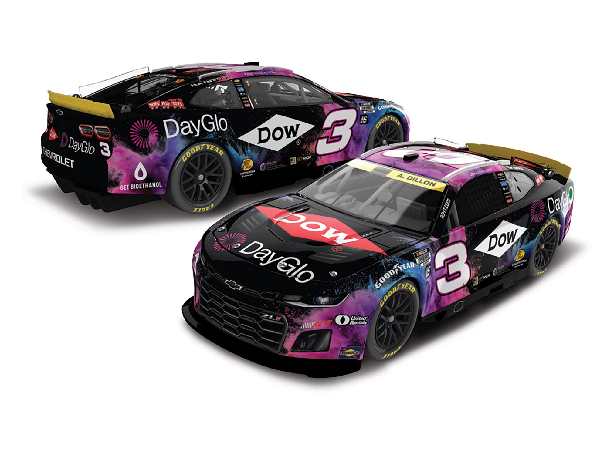 AUSTIN DILLON 2025 DOW DAYGLO 1:64 ARC DIECAST